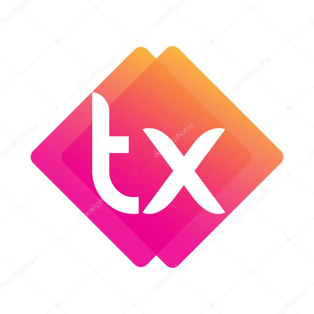 Logo de la letra TX con forma geométrica colorida, diseño del logotipo de la combinación de ...