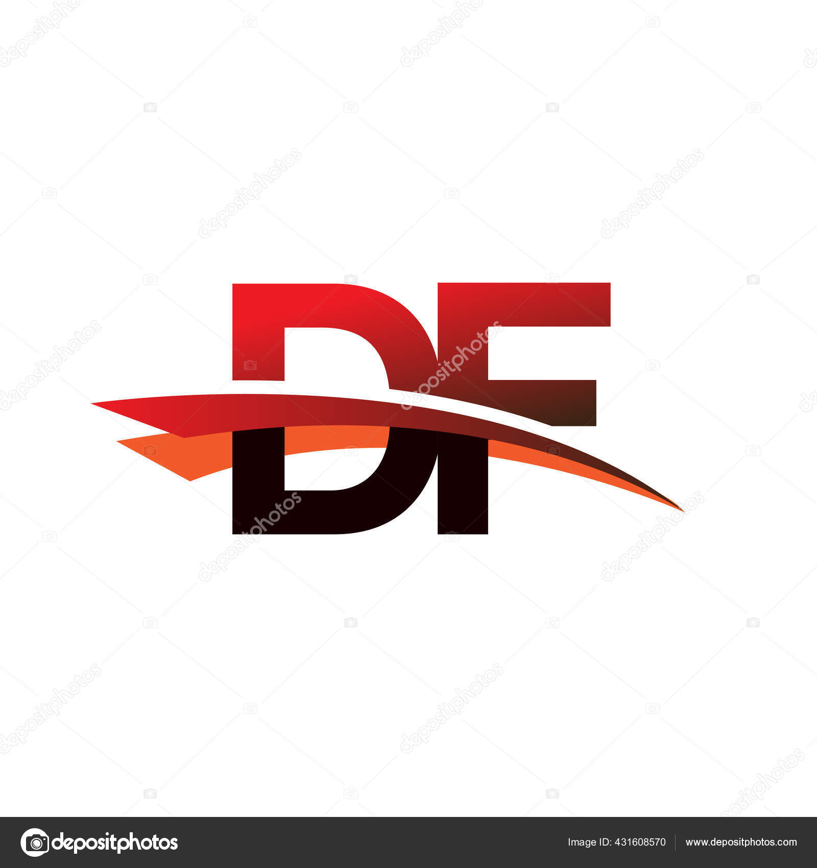 Initial Letter Logotype Company Name Colored Black Red Swoosh Design ...