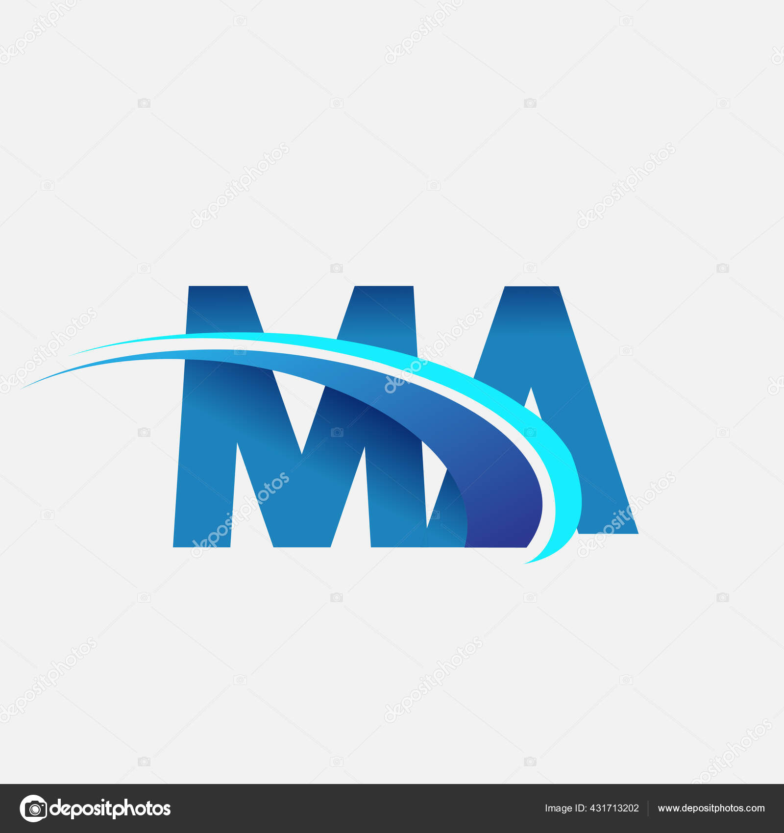 Initial Letter Logotype Company Name Colored Blue Swoosh Design Vector ...