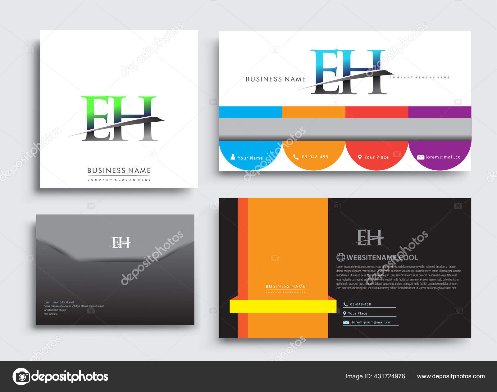 Clean Simple Modern Business Card Template Initial Letter Logotype ...