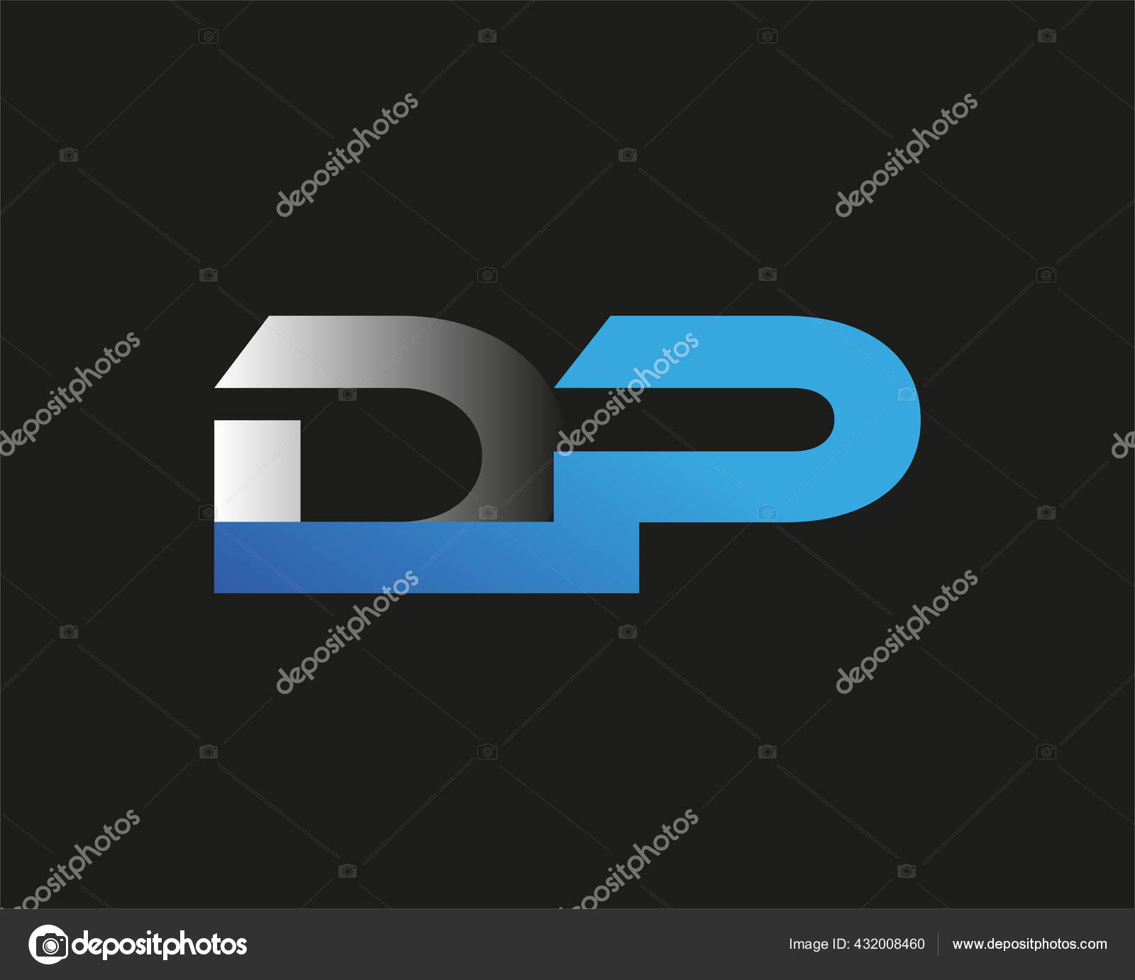 Initial Letter Logotype Company Name Colored Blue Silver Swoosh Design ...