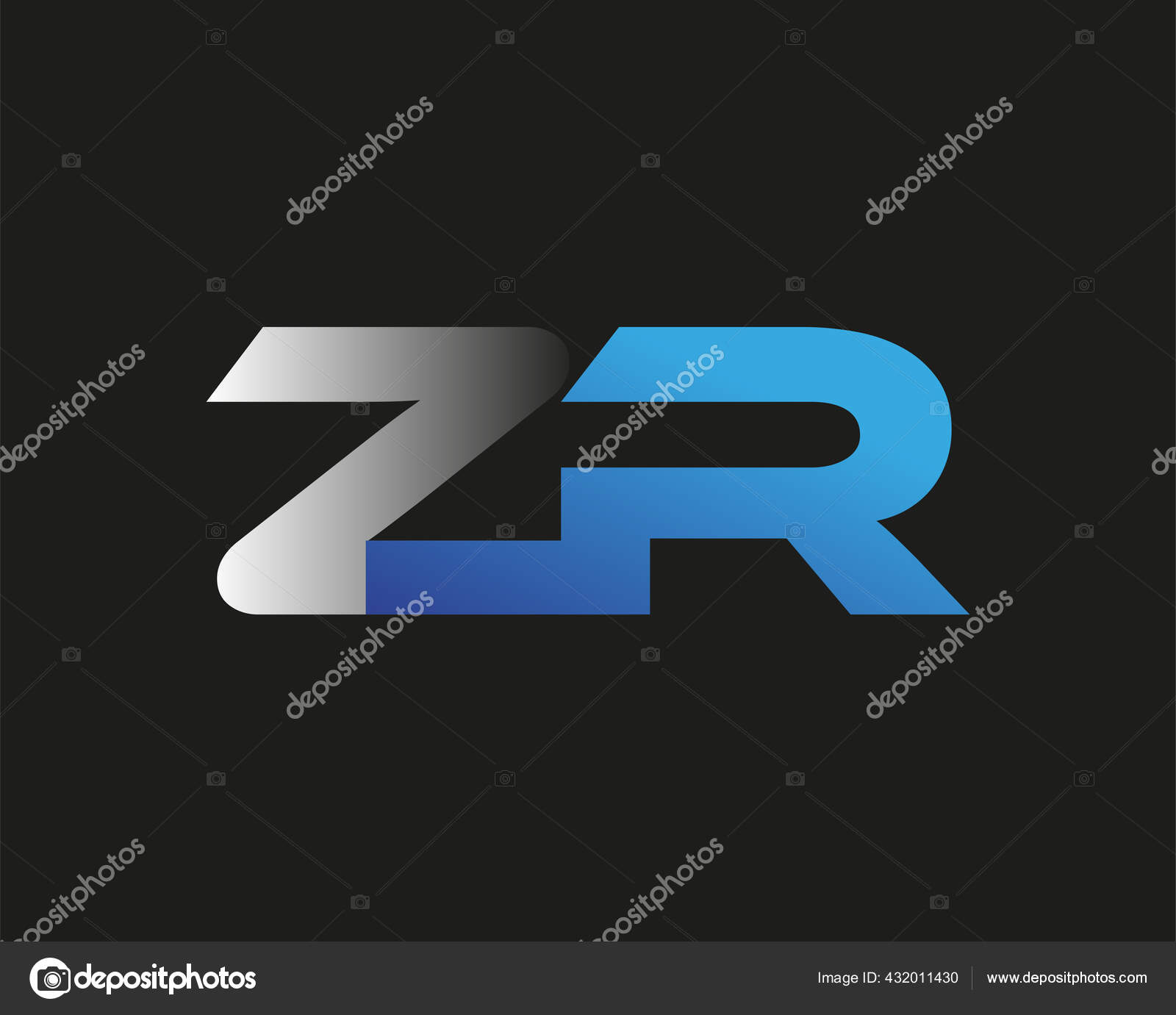 Initial Letter Logotype Company Name Colored Blue Silver Swoosh Design ...