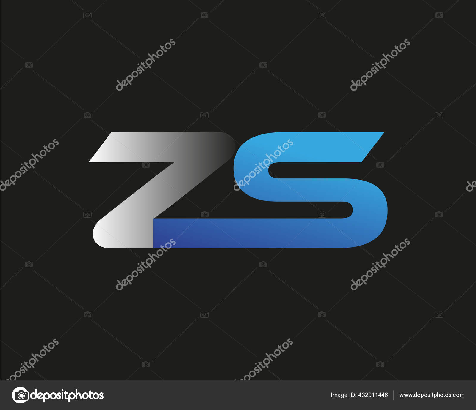 Initial Letter Logotype Company Name Colored Blue Silver Swoosh Design ...