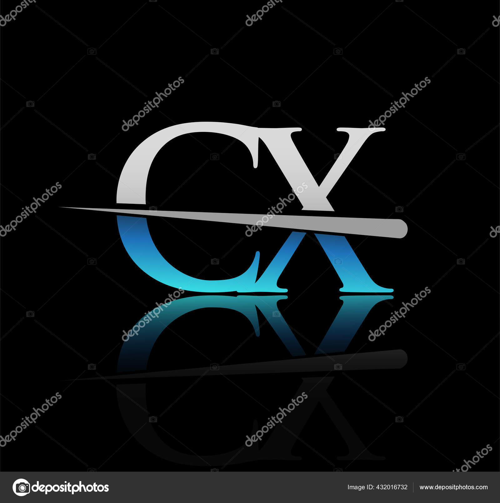 Initial Logotype Letter Company Name Colored Blue Silver Swoosh Design ...