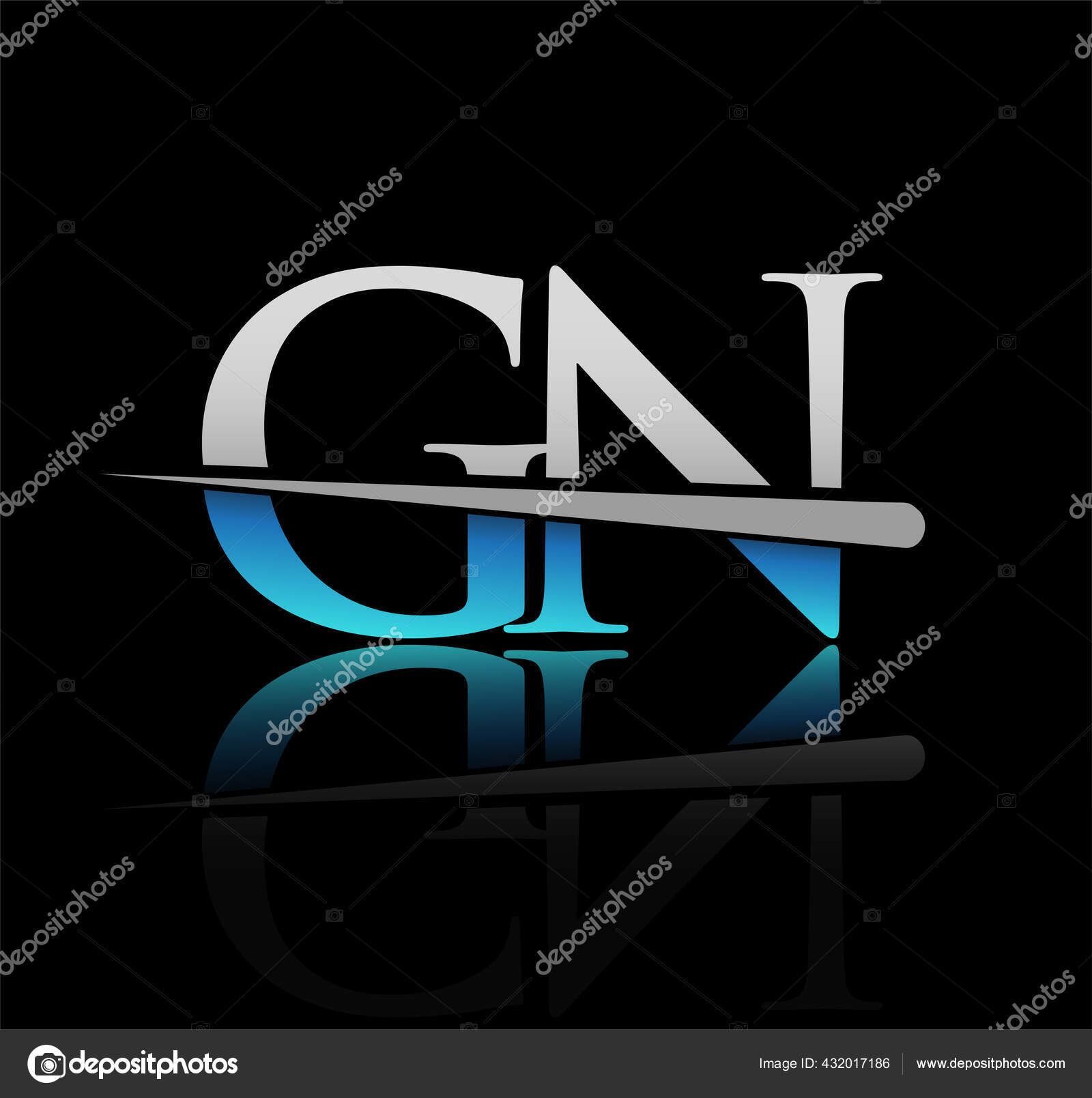 Initial Logotype Letter Company Name Colored Blue Silver Swoosh Design ...