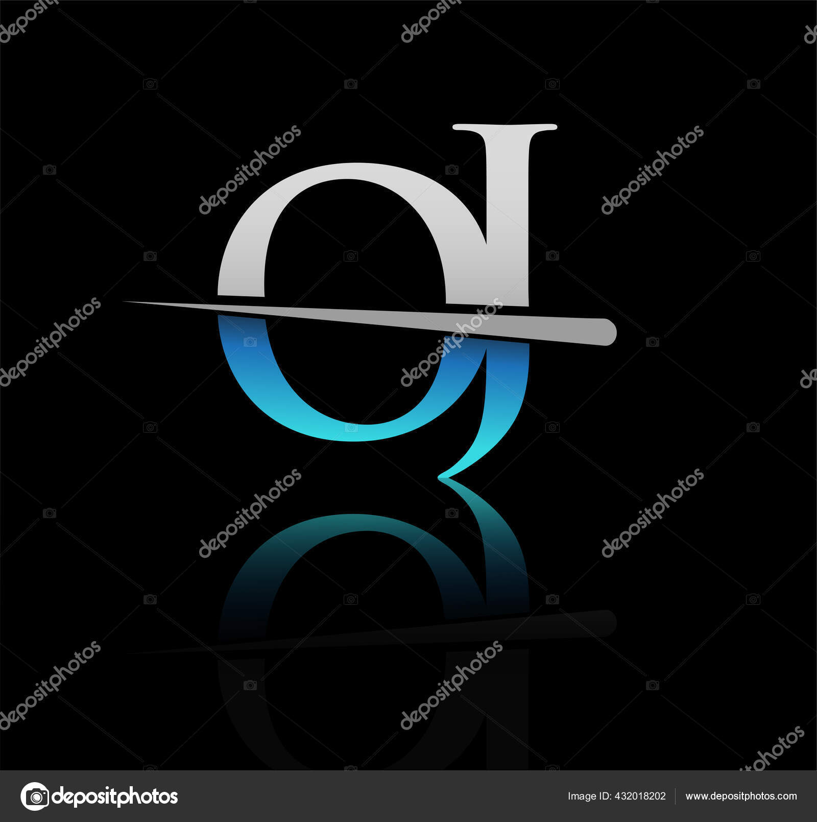 Initial Logotype Letter Company Name Colored Blue Silver Swoosh Design ...