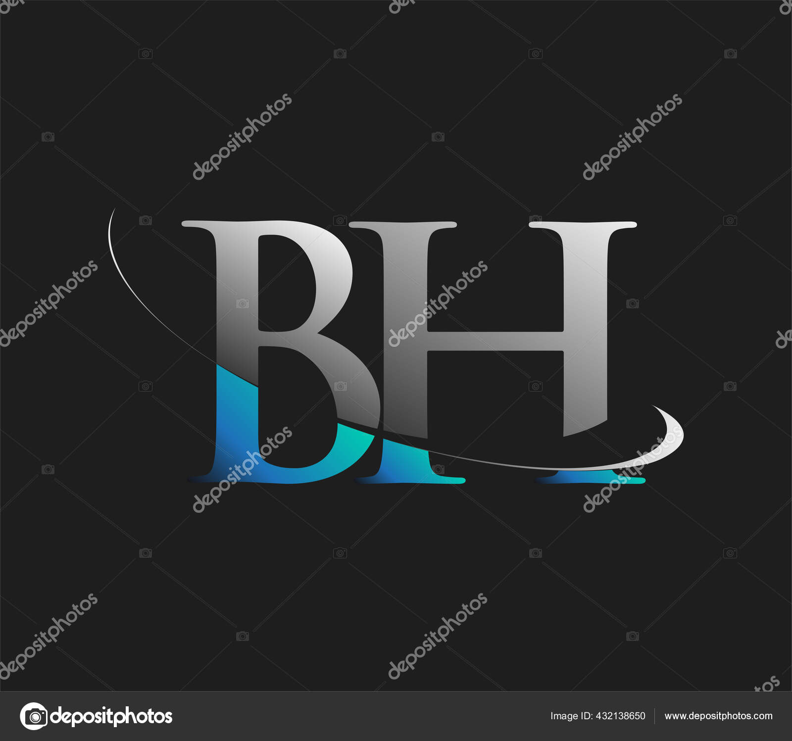 Initial Logo Company Name Colored Blue White Swoosh Design Isolated ...