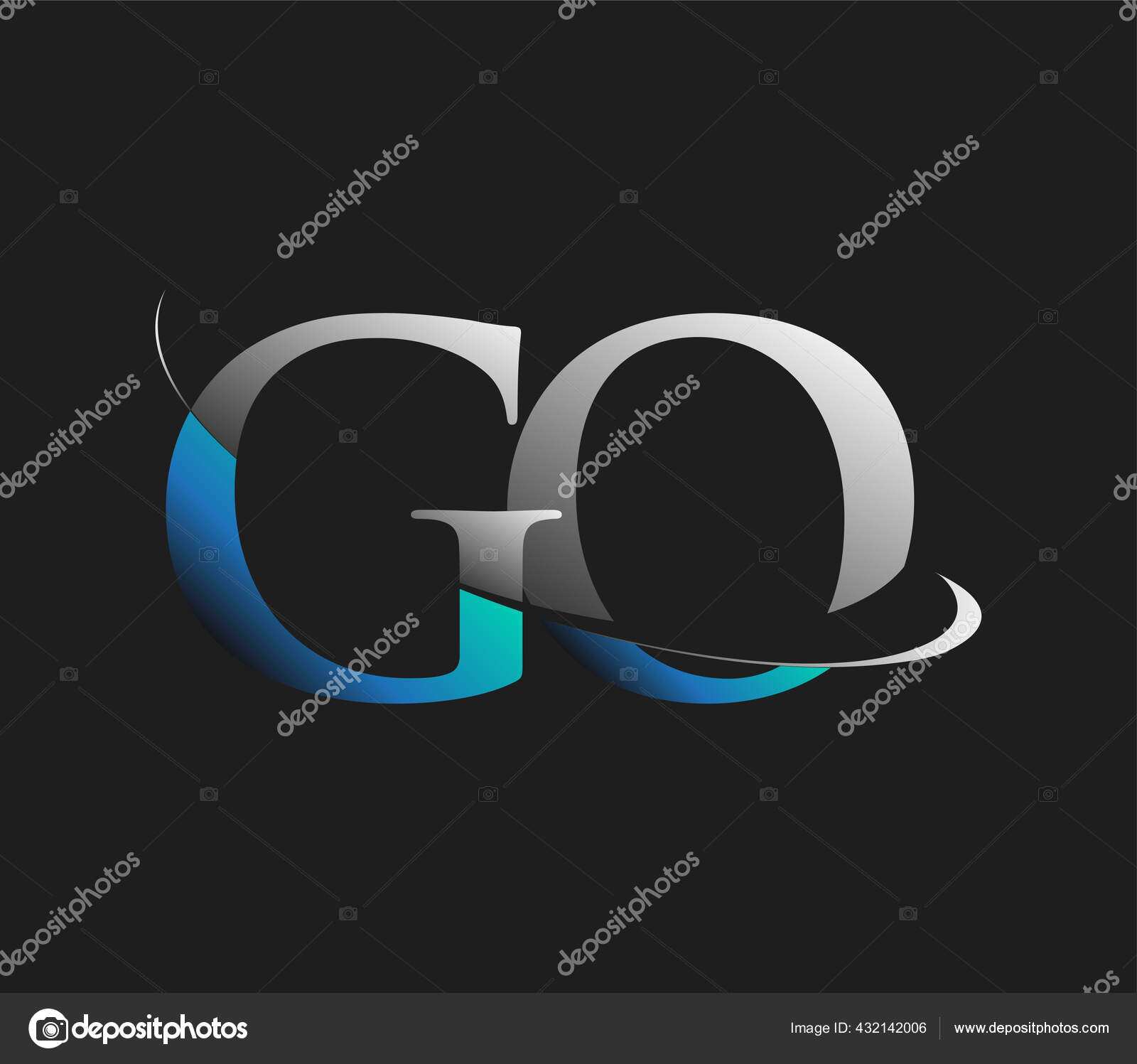 Initial Logo Company Name Colored Blue White Swoosh Design Isolated ...