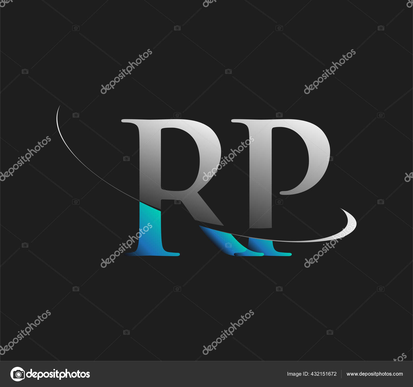 Initial Logo Company Name Colored Blue White Swoosh Design Isolated ...