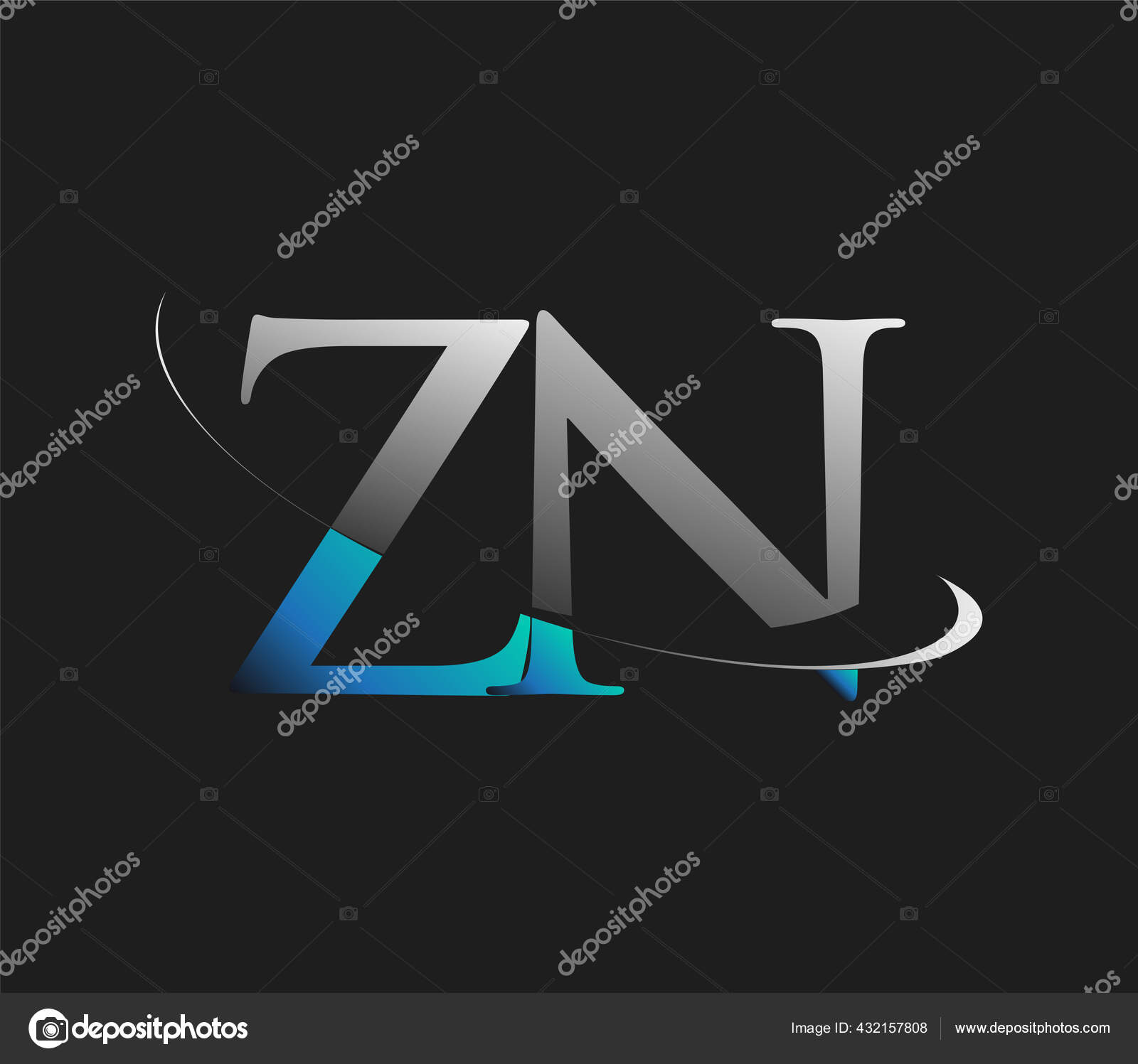 Initial Logo Company Name Colored Blue White Swoosh Design Isolated ...