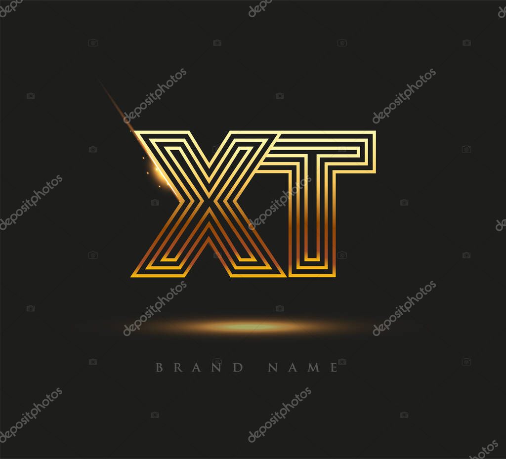 Logo inicial Letra XT, Negrita Logotipo Company Name Color Oro, Diseño ...