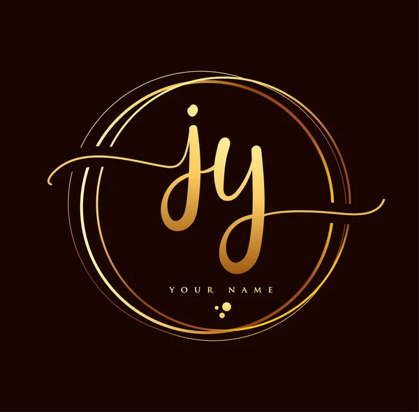 Initial Handwriting Logo Golden Color Hand Lettering Initials Logo ...