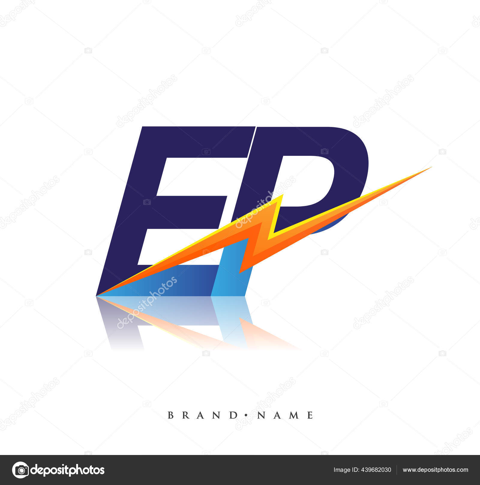 Logotipo Letra Con Icono Del Rayo Combinación Letras Power Energy ...