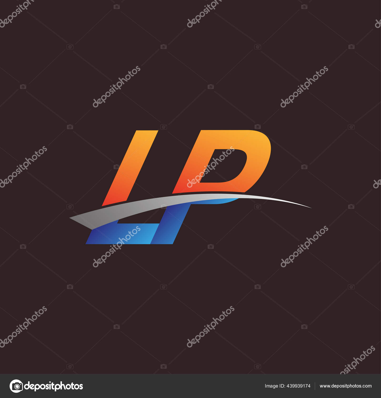 Initial Letter Logotype Company Name Colored Orange Blue Swoosh Design ...