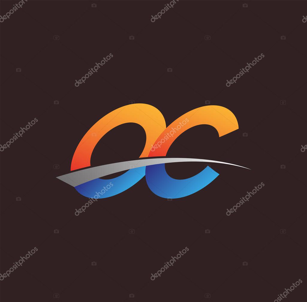 letra inicial OC logotipo nombre de la empresa de color naranja y azul ...