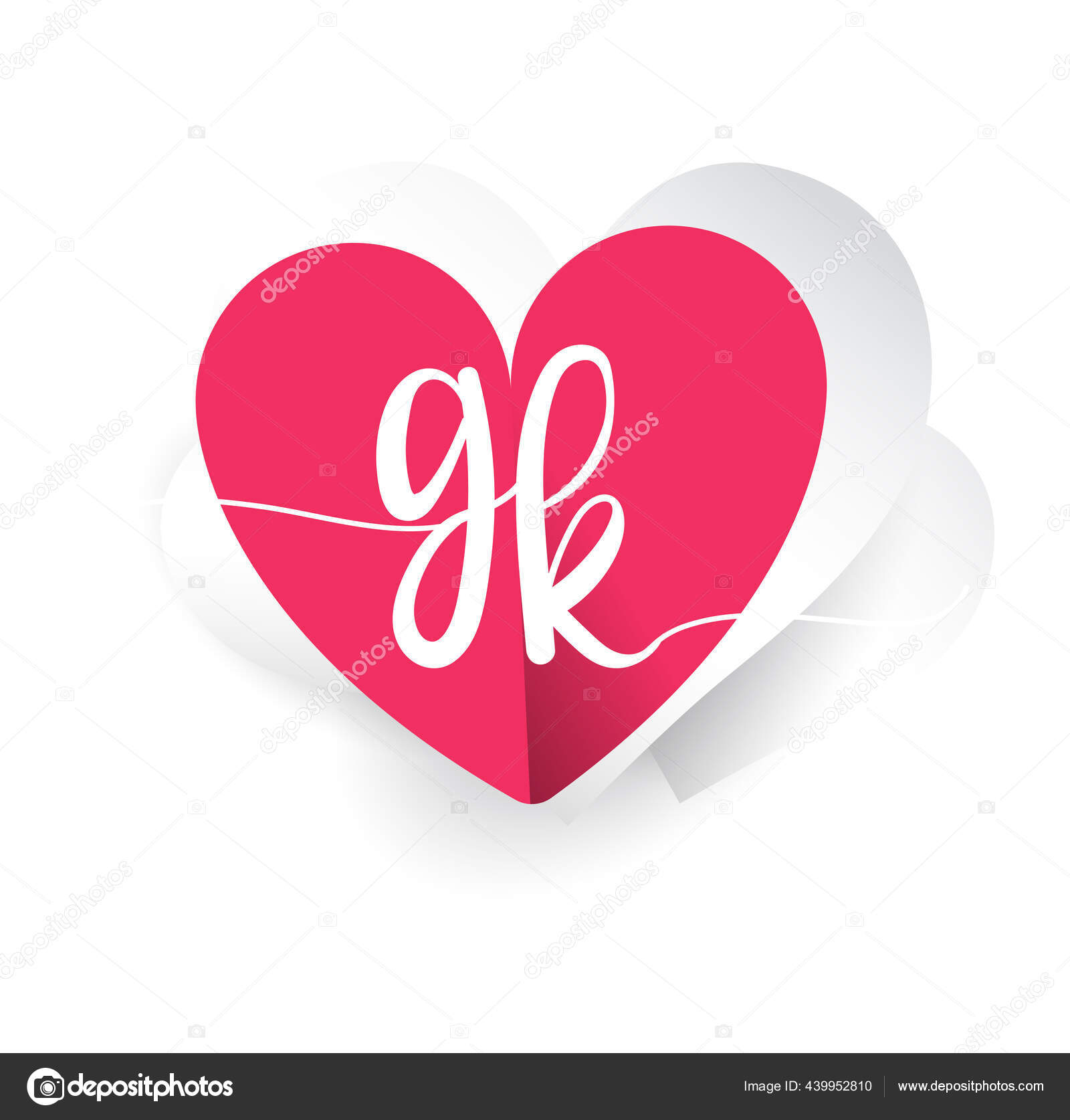 Initial Logo Letter Heart Shape Red Colored Logo Design Wedding Stock ...