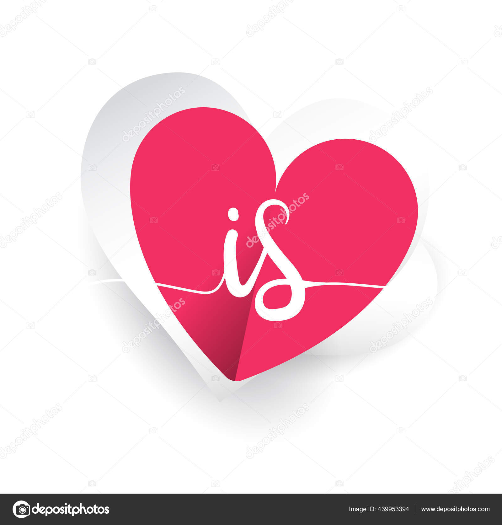 Initial Logo Letter Heart Shape Red Colored Logo Design Wedding Stock ...