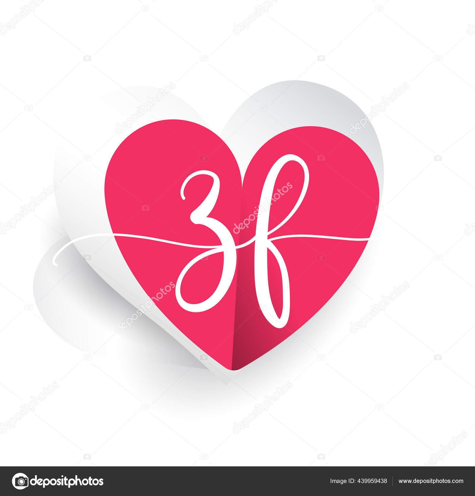 Initial Logo Letter Heart Shape Red Colored Logo Design Wedding Stock ...