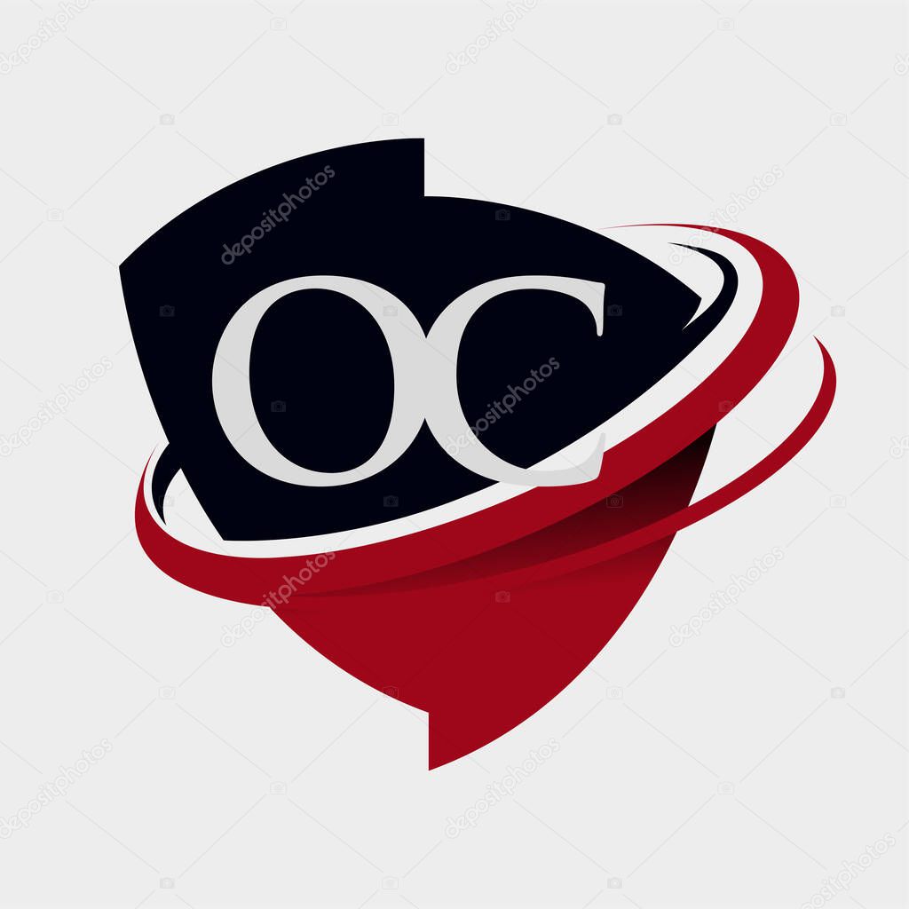 letra inicial OC logotipo nombre de la empresa coloreado rojo y negro ...