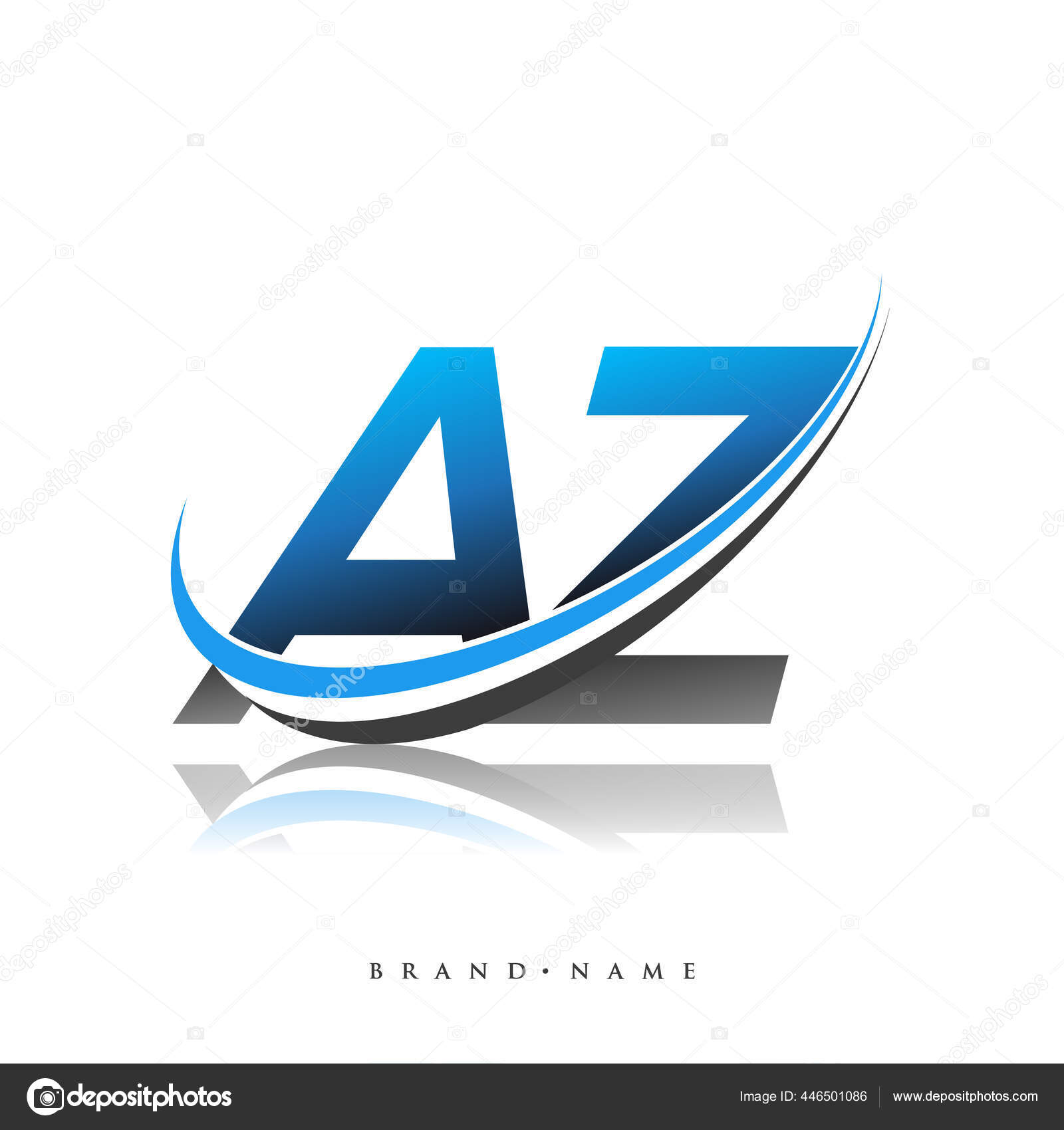 Initial Logo Company Name Colored Blue Black Swoosh Design Isolated ...