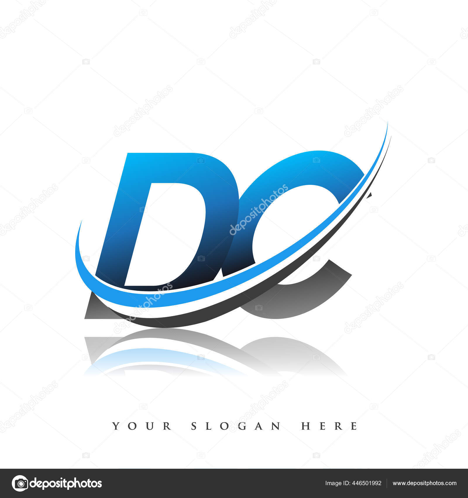 Initial Logo Company Name Colored Blue Black Swoosh Design Isolated Stock Vector by ©wikaGrahic ...