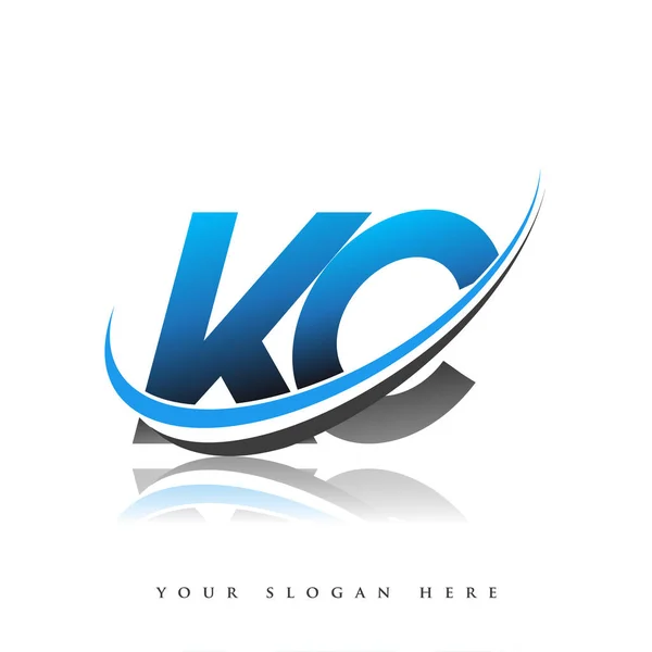 Initial Logo Company Name Colored Blue Black Swoosh Design Isolated Stock Vector By ©wikagrahic