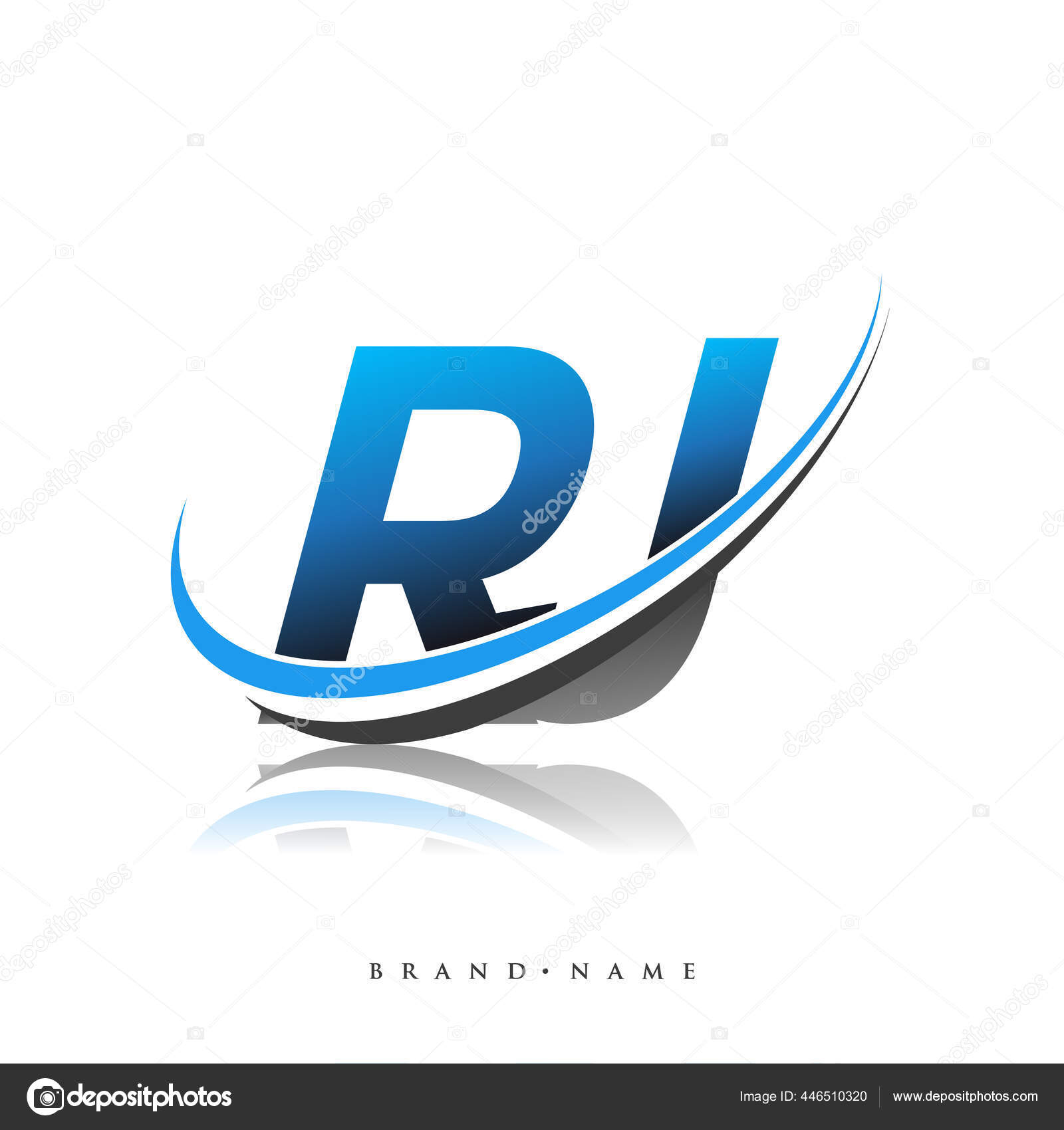 Initial Logo Company Name Colored Blue Black Swoosh Design Isolated ...