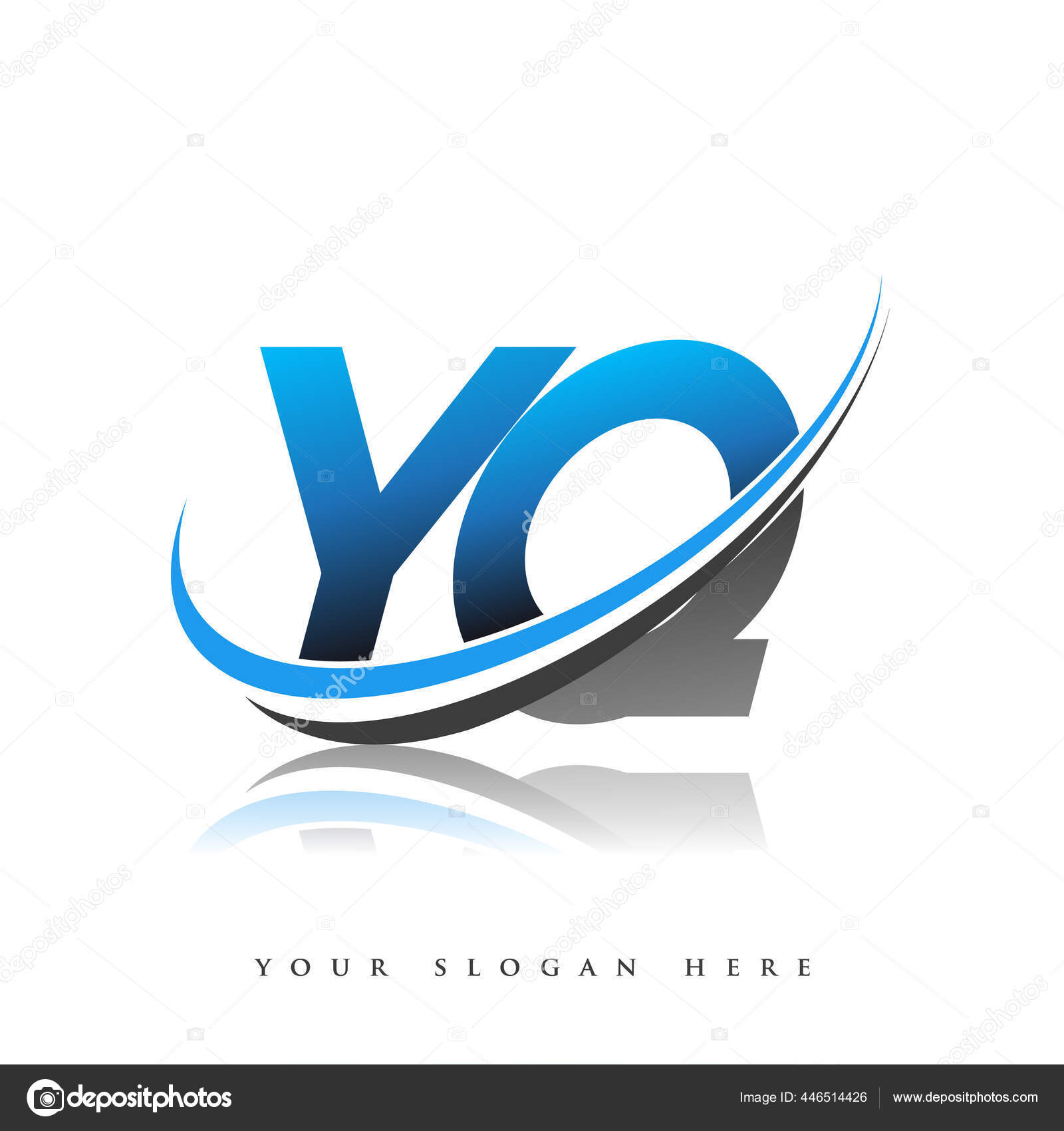 Initial Logo Company Name Colored Blue Black Swoosh Design Isolated ...