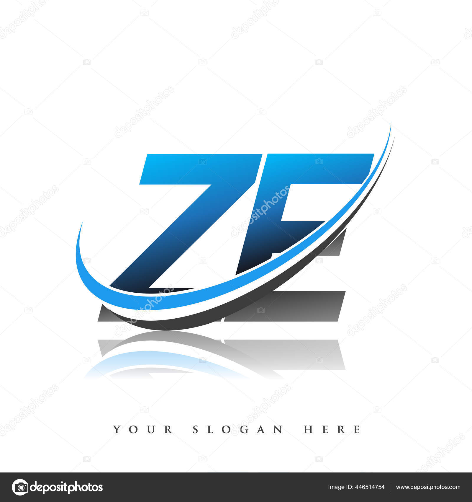 Initial Logo Company Name Colored Blue Black Swoosh Design Isolated ...