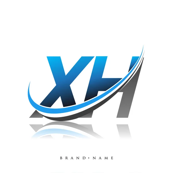 Initial Logo Company Name Colored Blue Black Swoosh Design Isolated ...