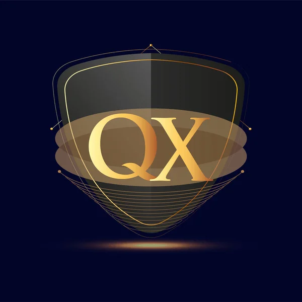 Initial Logo Letter Shield Icon Golden Color Isolated Dark Background ...