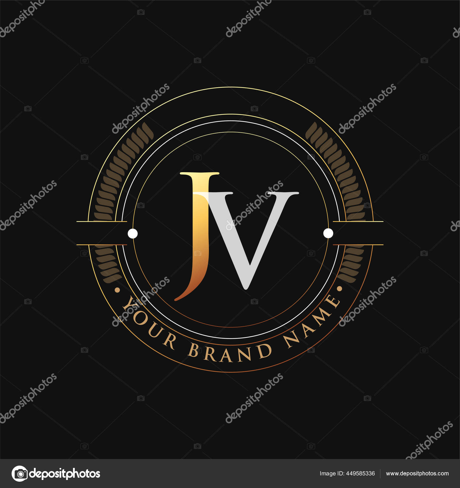 Initial Letter Logo Gold White Color Stamp Circle Object Vector Stock ...