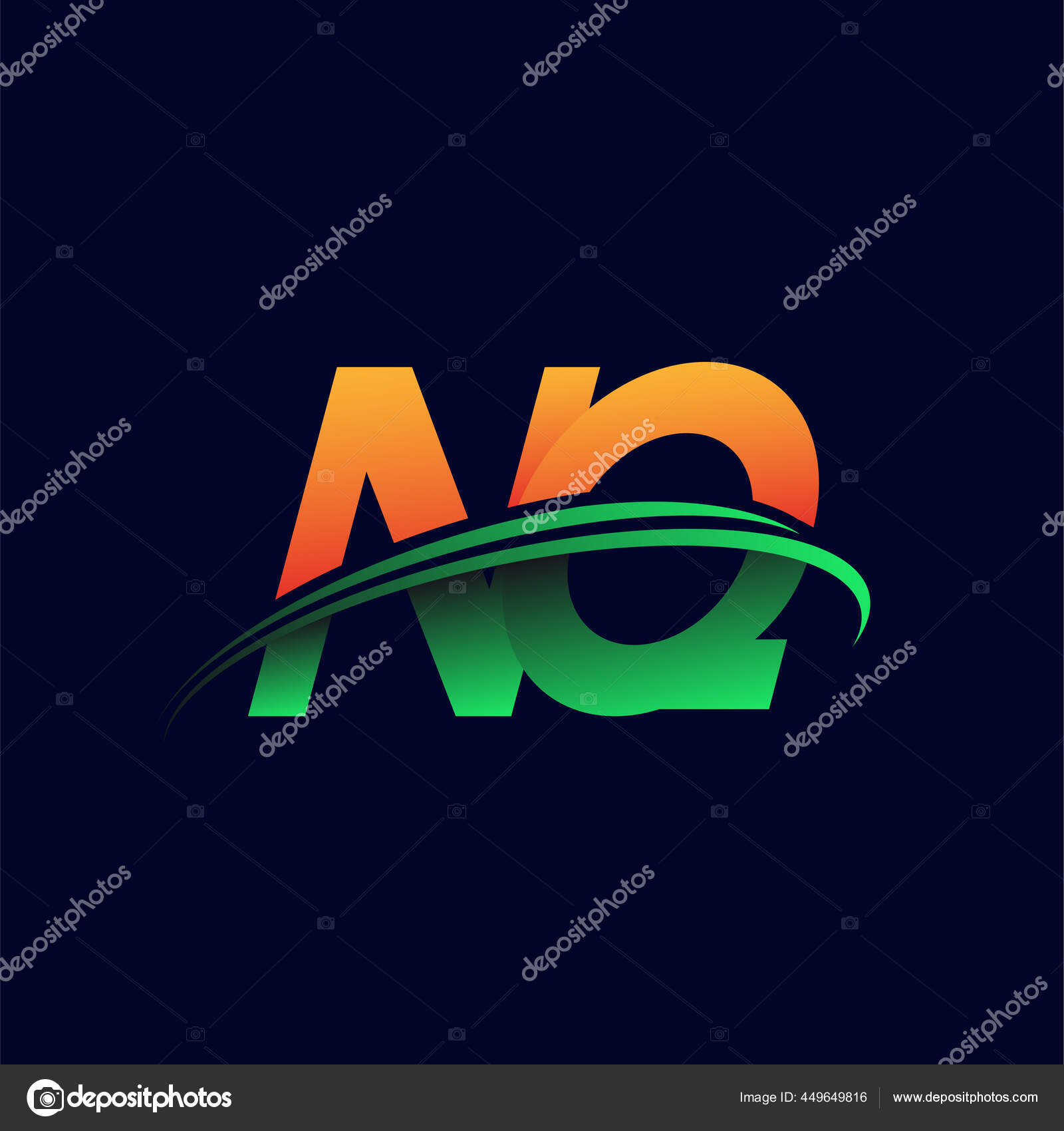 Initial Logo Company Name Colored Orange Green Swoosh Design Isolated Stock Vector Image by ...