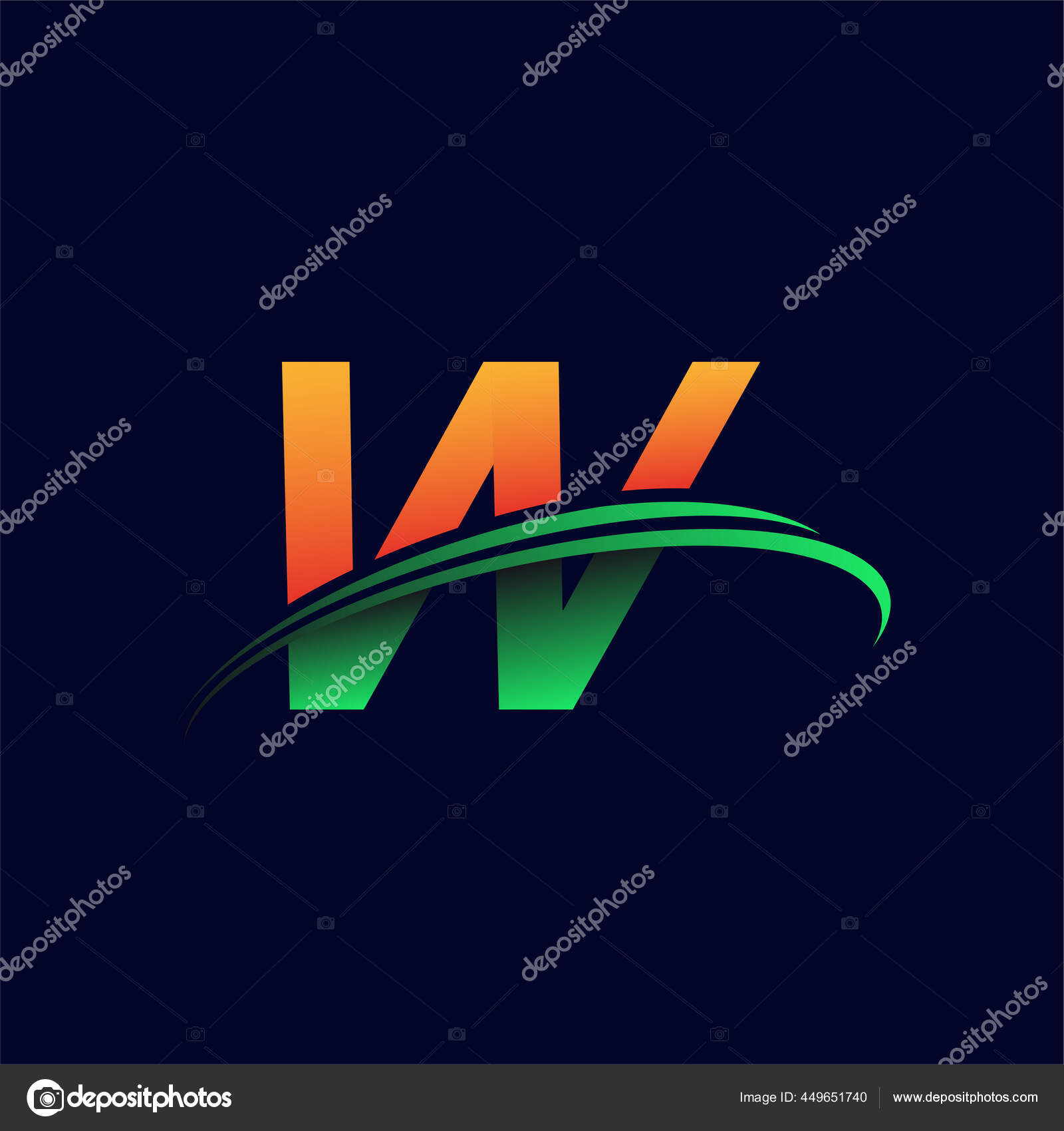 Initial Logo Company Name Colored Orange Green Swoosh Design Isolated Stock Vector Image by ...