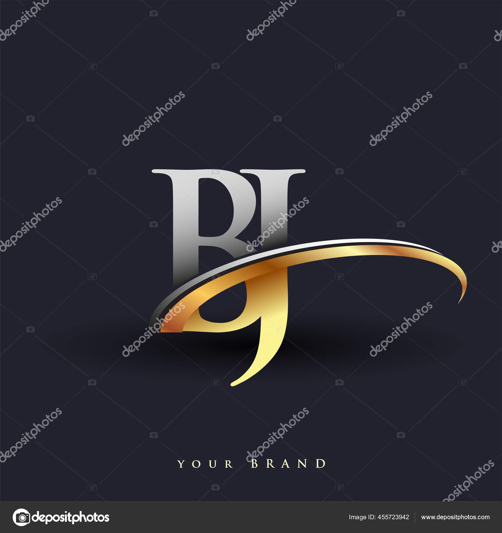 Initial Logo Company Name Colored Gold Silver Swoosh Design Isolated Stock Vector by ©wikaGrahic ...