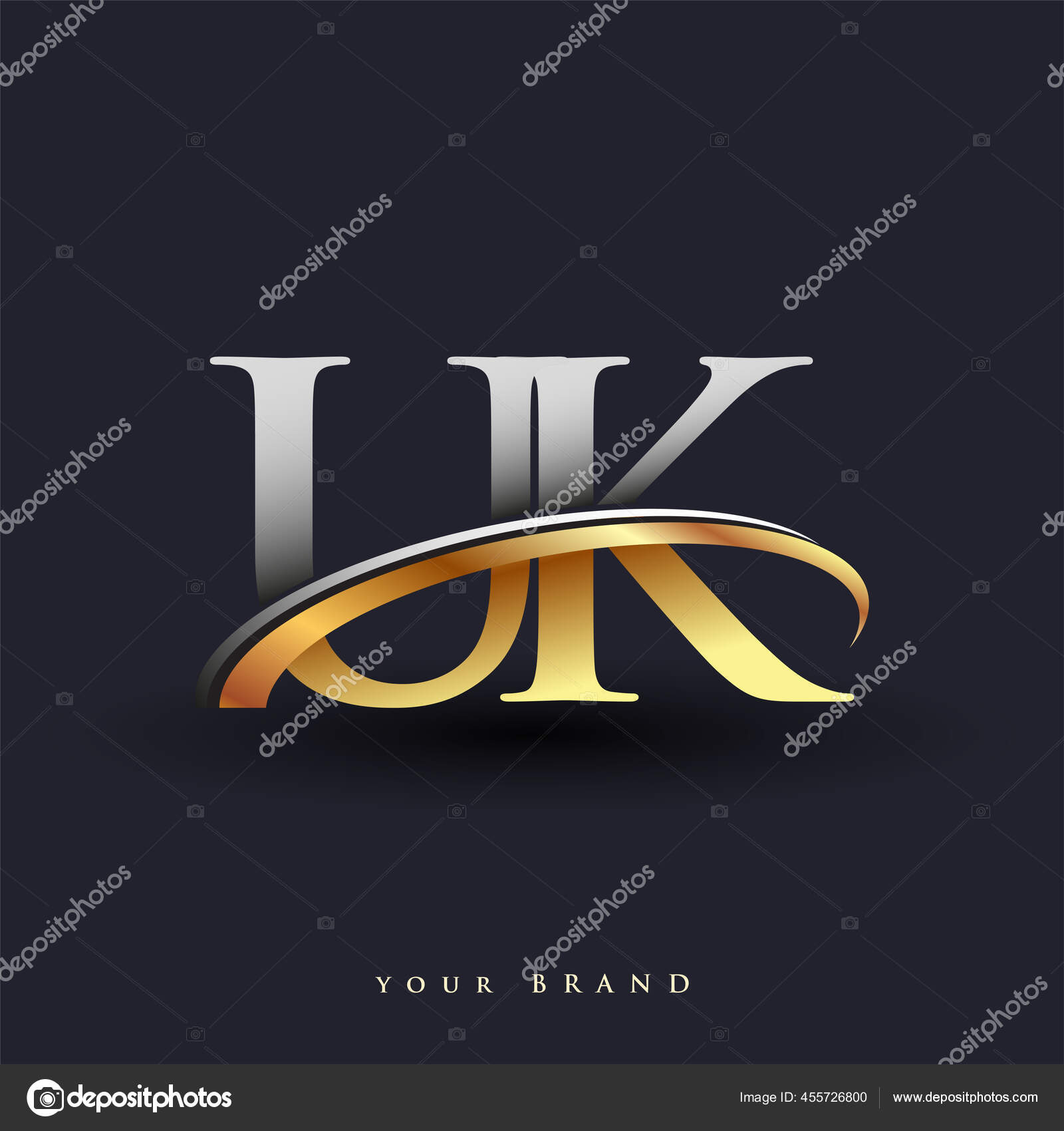 Initial Logo Company Name Colored Gold Silver Swoosh Design Isolated Stock Vector by ©wikaGrahic ...