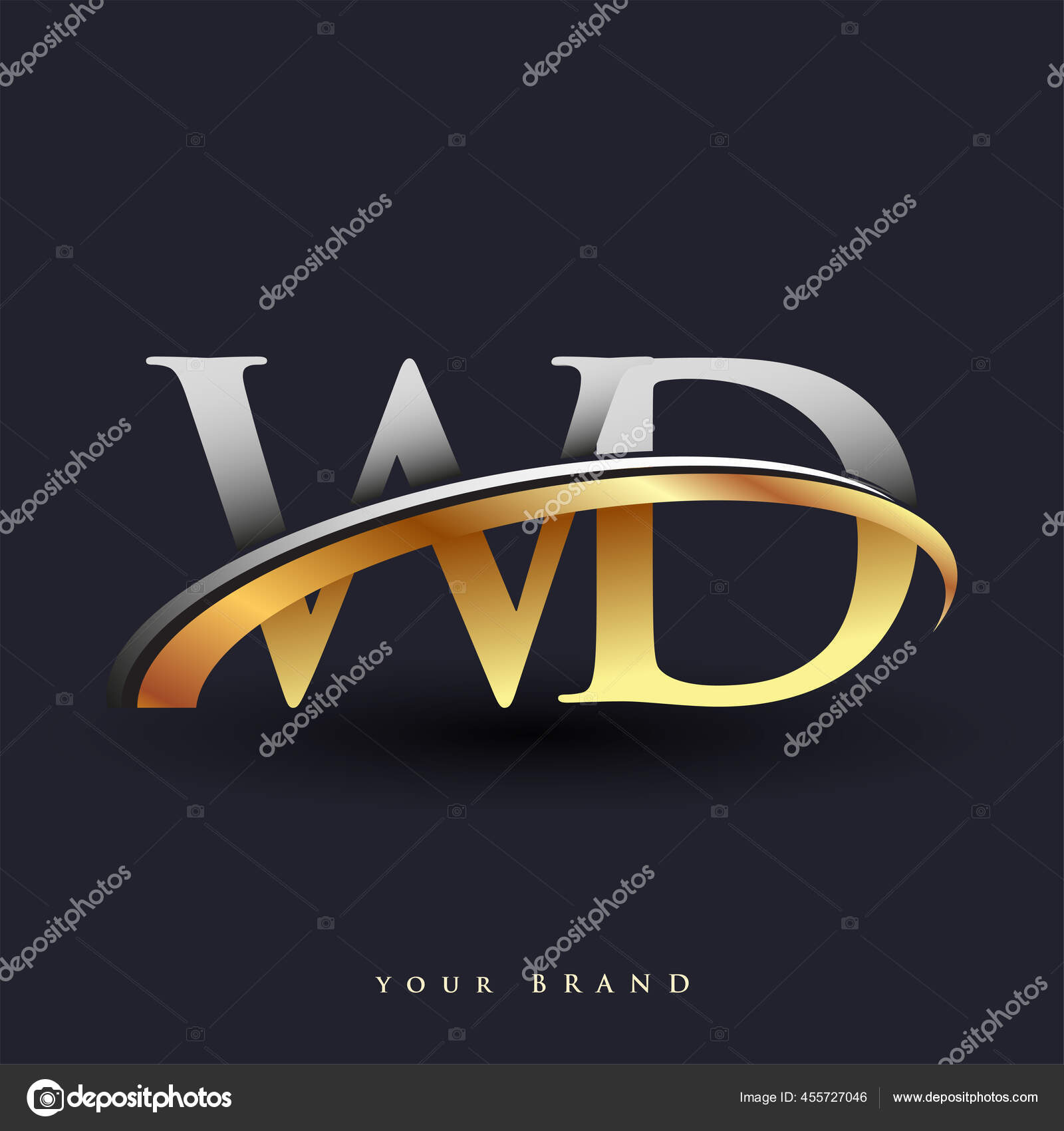 Initial Logo Company Name Colored Gold Silver Swoosh Design Isolated Stock Vector Image by ...