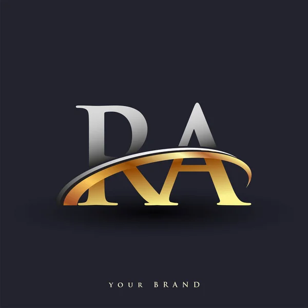 Initial Logo Company Name Colored Gold Silver Swoosh Design Isolated ...