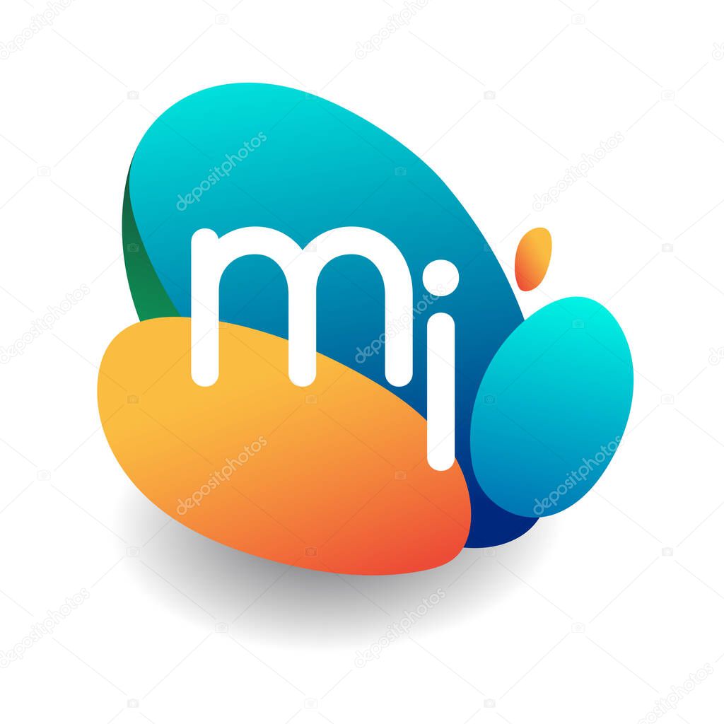 Logotipo de letra MI con fondo de salpicadura de colores, diseño de ...