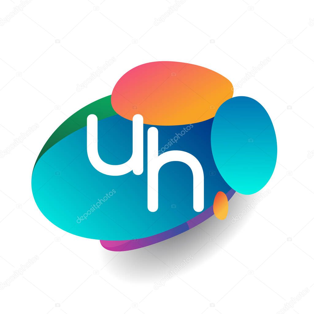 Logotipo de la letra UH con fondo colorido del chapoteo, diseño del ...