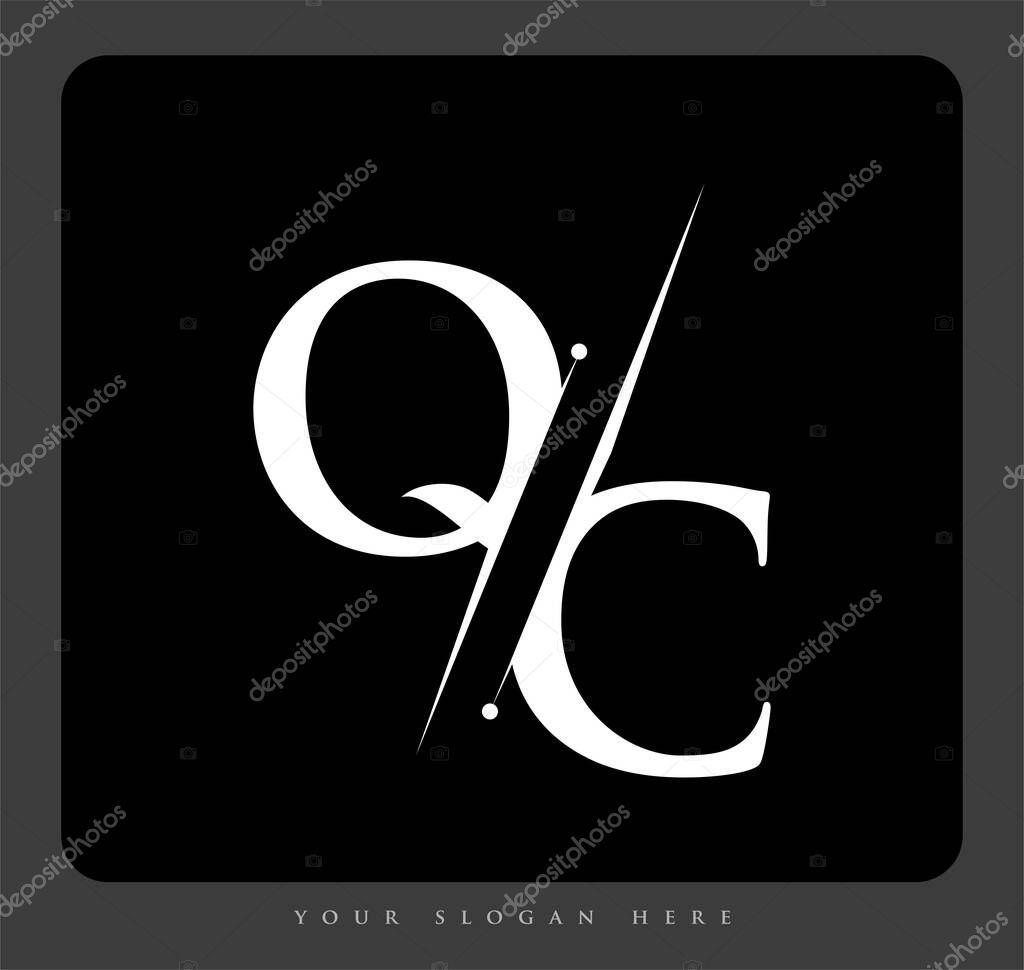 letra inicial del logotipo QC para el nombre de la empresa color blanco ...