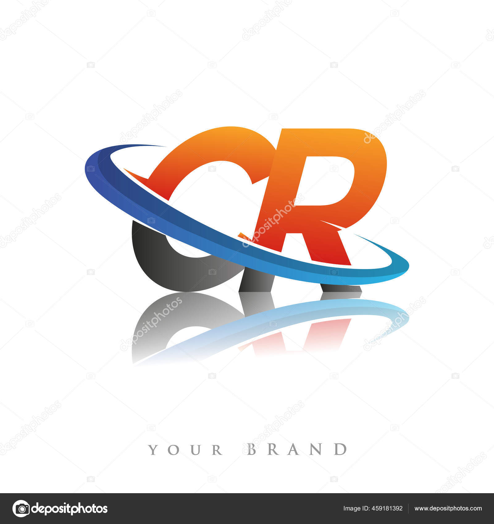 Initial Logo Company Name Colored Orange Blue Swoosh Design Isolated Stock Vector Image by ...