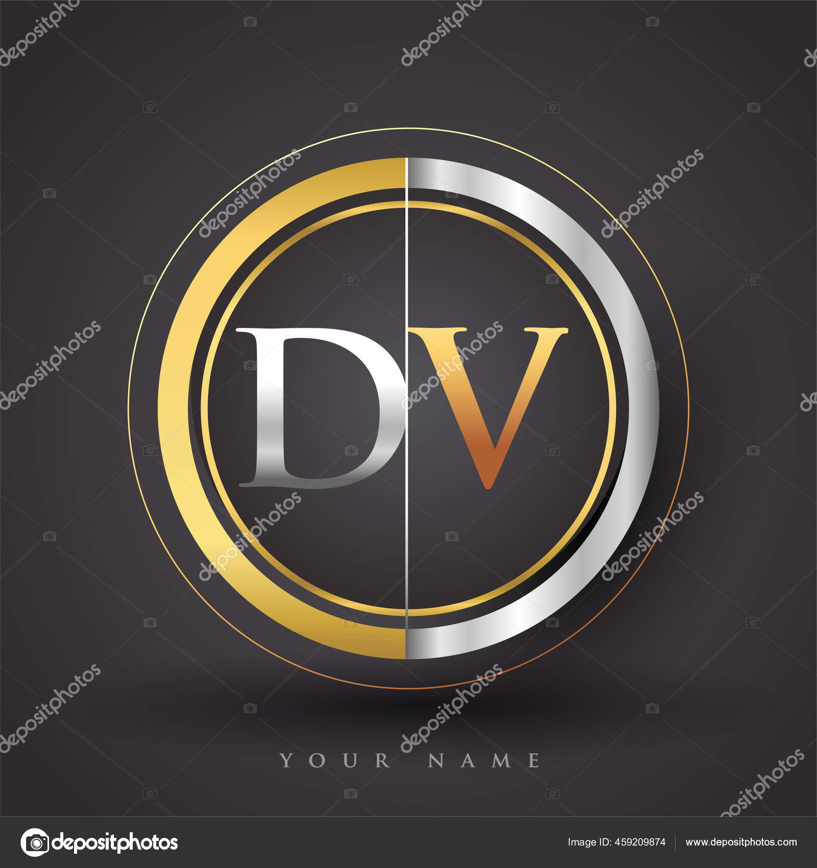 Letter Logo Circle Gold Silver Colored Vector Design Template Elements ...
