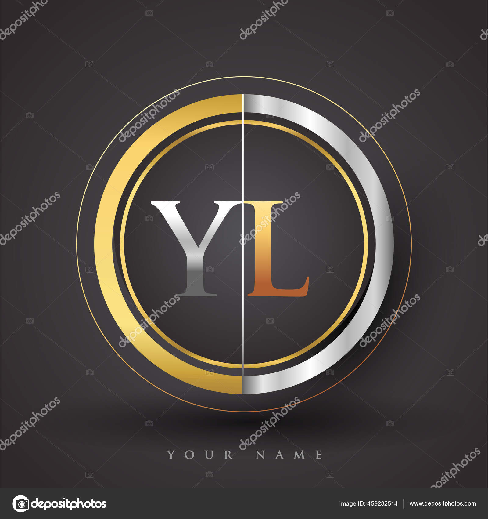 Letter Logo Circle Gold Silver Colored Vector Design Template Elements ...