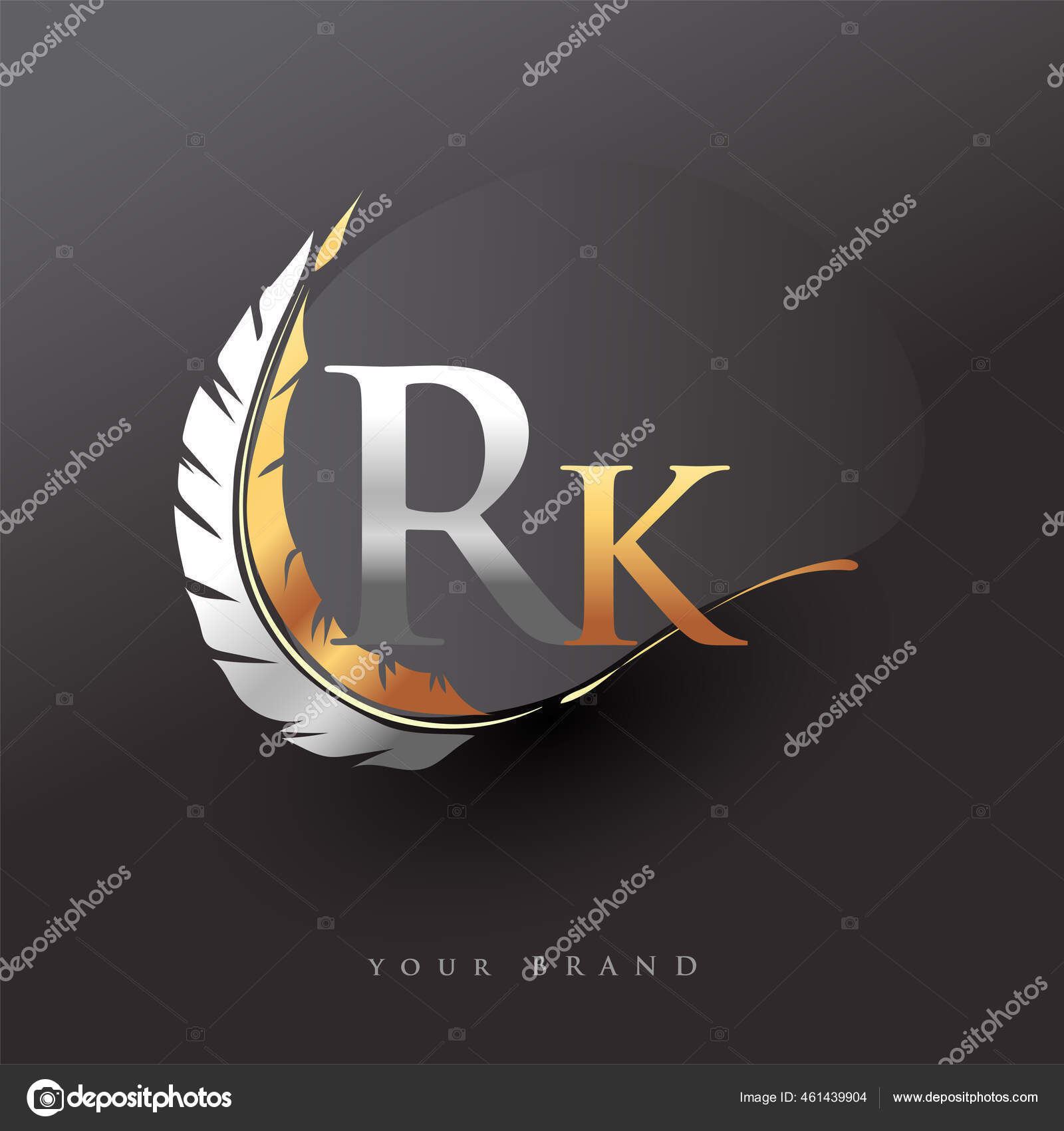 Initial Letter Logo Feather Gold Silver Color Simple Clean Design Stock ...