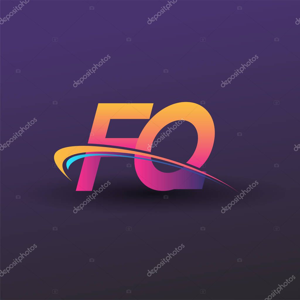 letra inicial FQ logotipo nombre de la empresa de color azul, amarillo ...