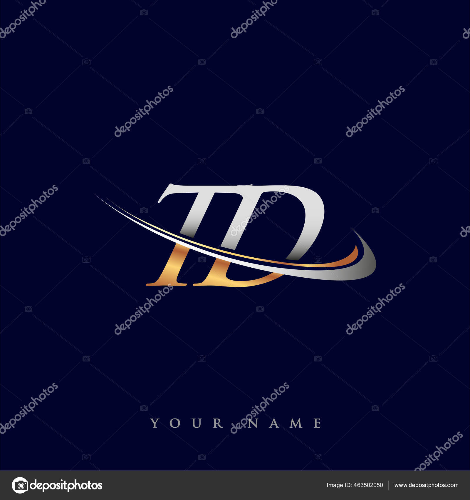 Initial Logo Company Name Colored Gold Silver Swoosh Design Isolated Stock Vector Image by ...