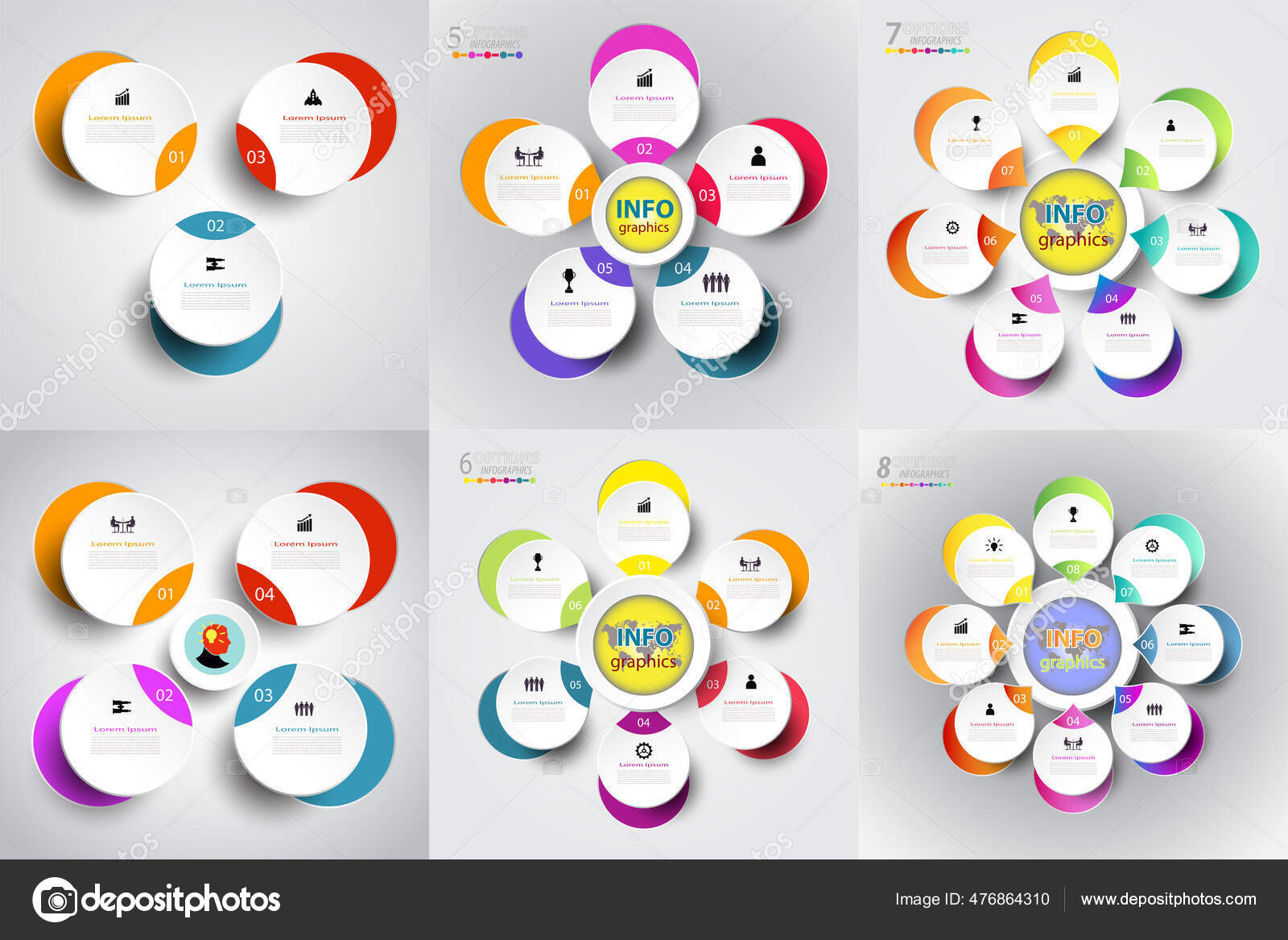 Abstract Infographics Number Template Set Option Step Business Concept ...