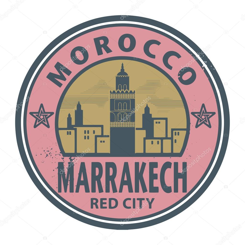 Sello o etiqueta con texto Marrakech, Marruecos interior Stock Vector ...