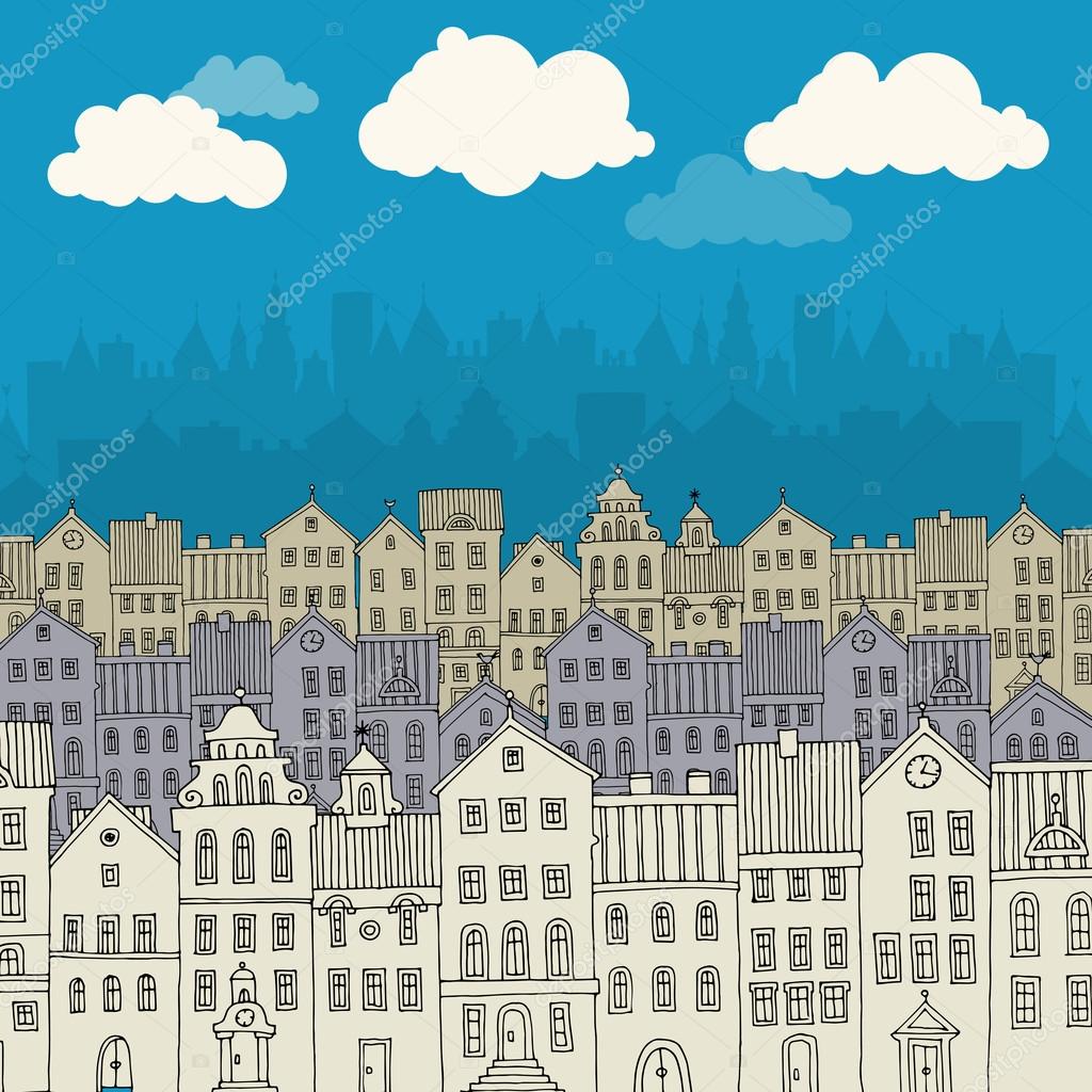 Hand drawing city Stock Vector Image by ©_fla #58512137